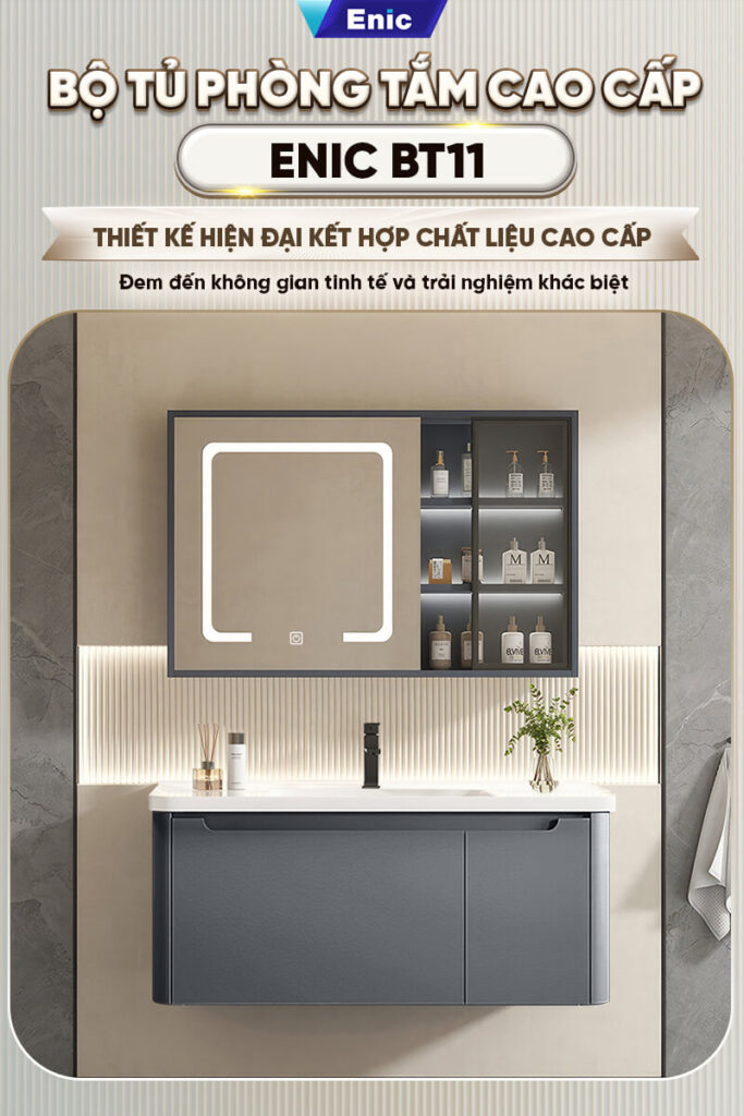 Bộ tủ phòng tắm cao cấp Enic® BT11 Xám
